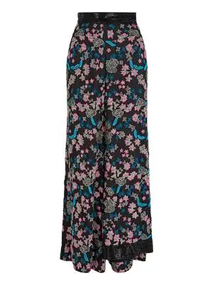 Giorgio Armani Floral Motif Silk Culottes - Black