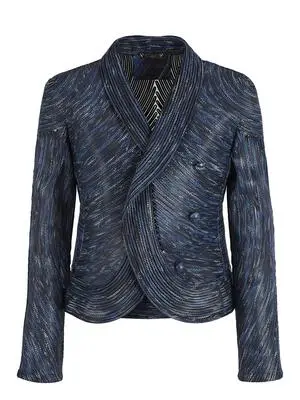 Giorgio Armani Embroidered Nappa Leather Single-breasted Jacket - Blue
