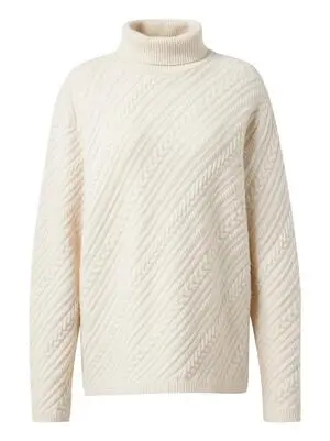 JOSEPH Cable-knit Wool Turtleneck Sweater - White