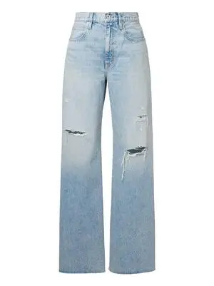 SLVRLAKE Nico Distressed Wide-leg Jeans - Blue