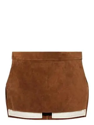 Rick Owens Fog Suede Miniskirt - Brown