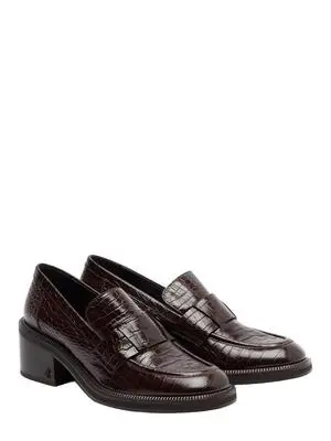 JIMMY CHOO Tylor 60 Croc-effect Leather Loafers - Brown