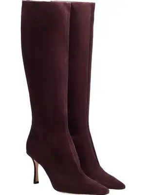 JIMMY CHOO Agathe 85 Suede Knee-high Boots - Burgundy