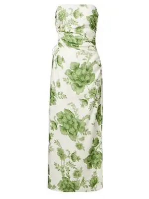 SIR. Gardella Cutout Floral Linen Midi Dress