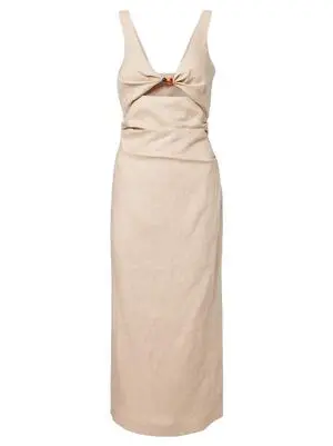 Sir The Label Moretti Cutout Linen Midi Dress - Beige