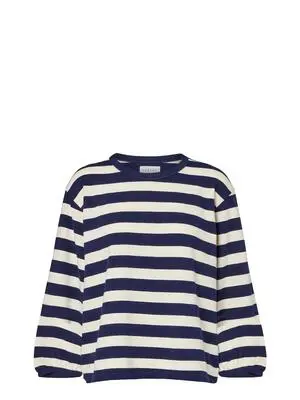 Velvet By Graham & Spencer Edora Striped Cotton Jersey Sweatshirt - Blue