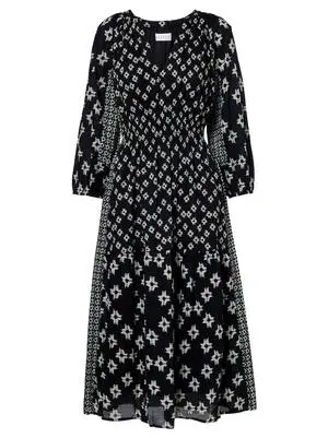 Velvet By Graham & Spencer Elen Embroidered Cotton Midi Dress - Black