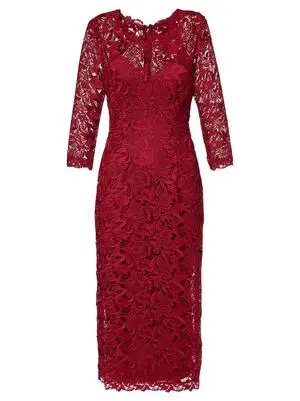 Carolina Herrera Lace Midi Dress - Burgundy