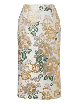 CAROLINA HERRERA Floral Jacquard Midi Skirt