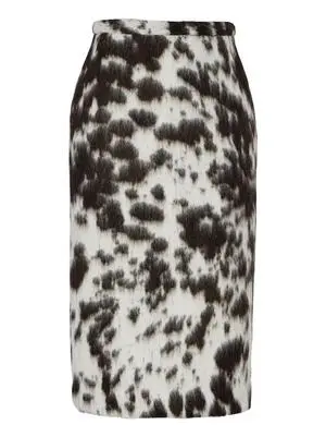 Dries Van Noten Printed Wool-blend Midi Skirt - Brown