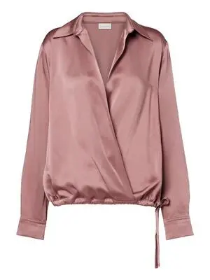 Dries Van Noten Satin Wrap Top - Pink