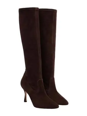 Manolo Blahnik Myconia Suede Knee-high Boots - Brown