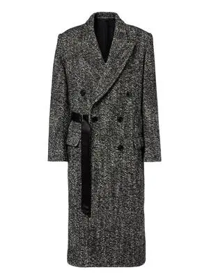 Isabel Marant Ebyane Chevron Wool-blend Tweed Coat - Black
