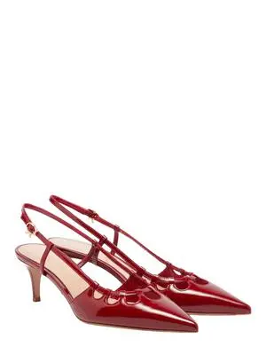 GIANVITO ROSSI Eloise 55 Patent Leather Slingback Pumps - Red