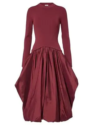Simkhai Kenlie Knitted Taffeta Midi Dress - Burgundy