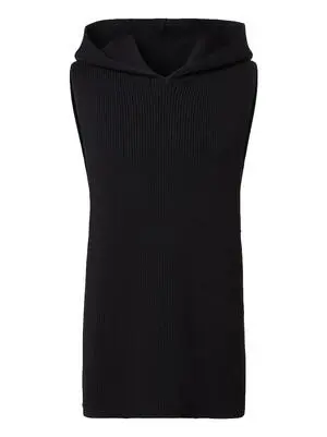 Rick Owens Ribbed-knit Virgin Wool Hooded Vest - Black