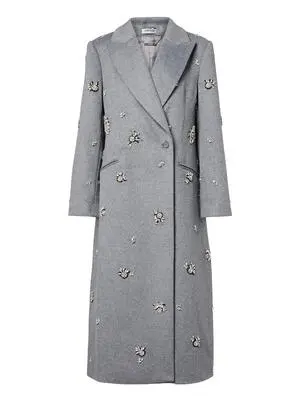 Simkhai Gianni Embellished Wool-blend Coat - Grey