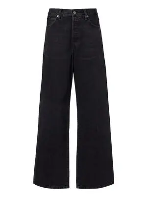 FRAME Collegiate High-rise Wide-leg Jeans - Black