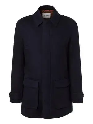 TOD'S Technical Virgin Wool Coat - Blue