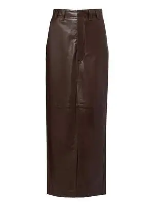 Brunello Cucinelli Leather Maxi Skirt - Brown