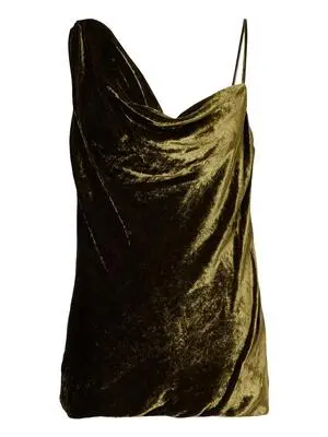 Dries Van Noten Draped Velvet Top - Green