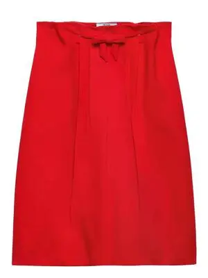 Prada Bow-detail Pleated Midi Straight Skirt - Red
