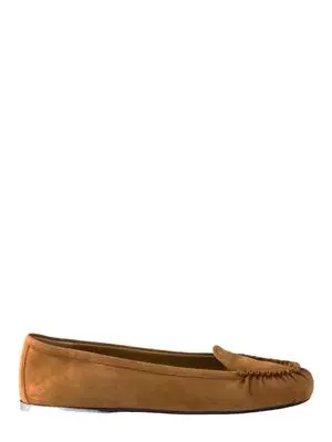 Prada Ruffled Suede Loafers - Brown