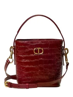 TWINSET Crocodile-effect Bucket Bag - Red