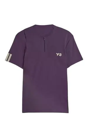 Y3 Zip-neck Panelled T-shirt - Purple