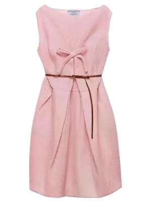 PRADA Bow-Detail Pleated Dress