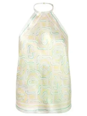 Casablanca Printed Halterneck Dress - Neutrals