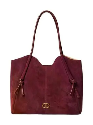 TWINSET Suede Tote Bag With Knotted Straps - Red