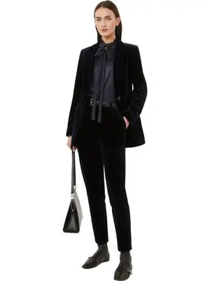 Max Mara Slim-fit Velvet Cigarette Trousers - Navy