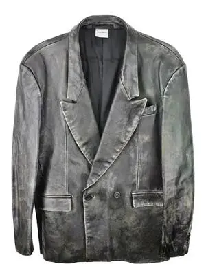 Readymade Double-breasted Leather Jacket - Black