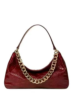TWINSET Liliane Crocodile-effect Shoulder Bag - Red