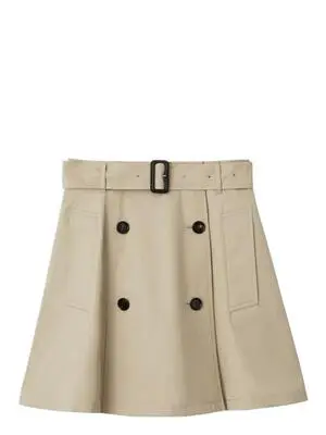 Burberry Gabardine Trench Mini Skirt - Quill Beige