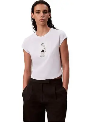Calvin Klein Kate Moss Graphic Baby Tee - Brilliant White