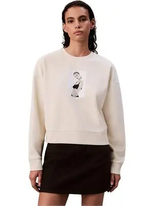 Calvin Klein Kate Moss Terry Graphic Relaxed Sweatshirt - Baby's Breath
