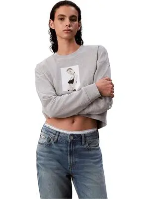 Calvin Klein Kate Moss Terry Graphic Relaxed Sweatshirt - Heroic Grey Heather