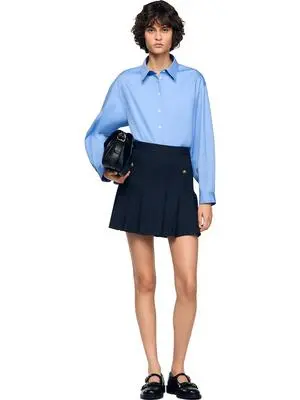 Sandro Striped Pleated Mini Skirt - Navy Blue