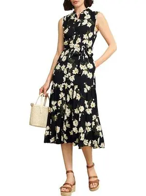 HOBBS LONDON Thea Floral Print Midi Dress - Navy Multi