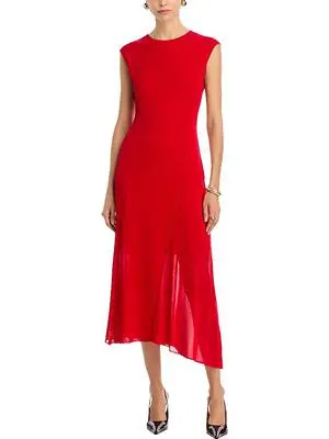 JASON WU Asymmetrical High-low Knit Dress - Red