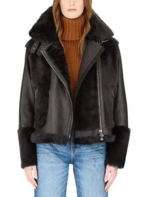 HISO Soul Shearling Moto Jacket - Chocolate