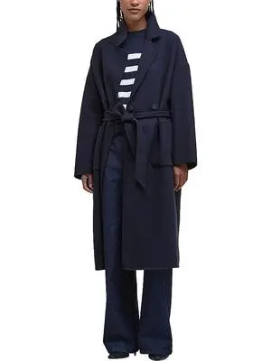 Barbour Rachel Wool-blend Wrap Coat - Navy