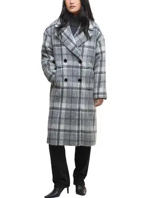 Barbour Beattie Double Breasted Coat - Soft Grey Check/onyx Tartan