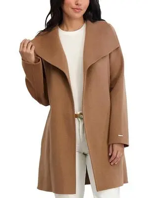Tahari Ella Belted Wrap Coat - Camel