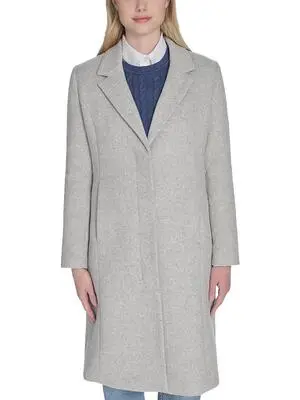 Cole Haan Single Breasted Notch Collar Coat - Light Grey