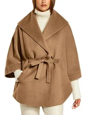 Sentaler Belted Shawl Collar Cape Coat - Dark Camel