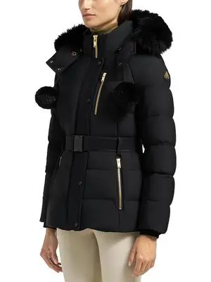Moose Knuckles Cambria Shearling Trim Down Jacket - Black