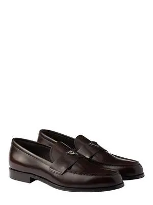 Prada Brushed Leather Loafers - Brown